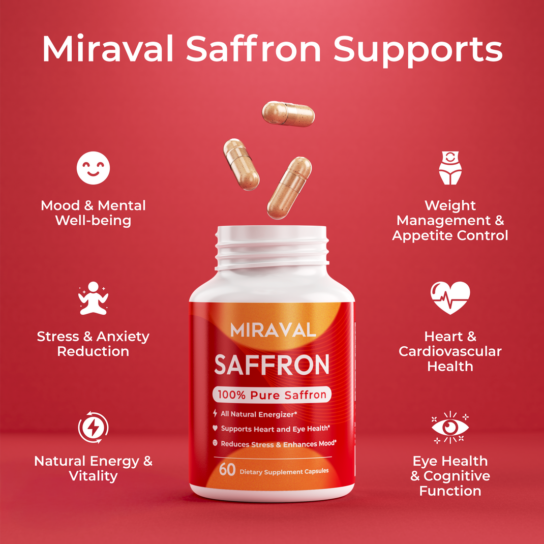 Miraval Organic Saffron Capsules (88.5mg) for Mood Support & Energy